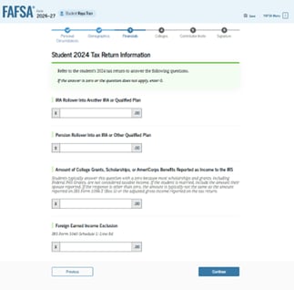 How to Answer Student Income Tax FAFSA Questions - Tax Filing Status & Tax Return Information